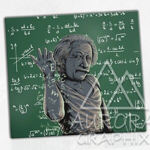 Einstein - Digital 20oz Skinny Tumbler Wrap Funny Nerd Math Science ...