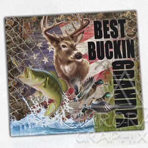 Best Buckin Grandpa- Digital 20oz Skinny Tumbler Wrap Hunting Deer Fish ...