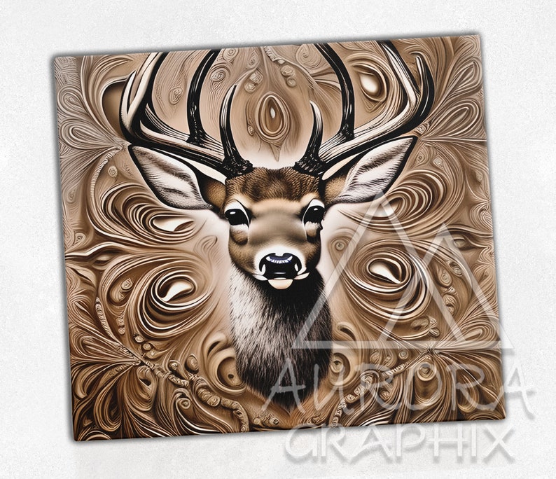 Tooled Leather Deer Digital 20oz Skinny Tumbler Wrap Hunting - Etsy