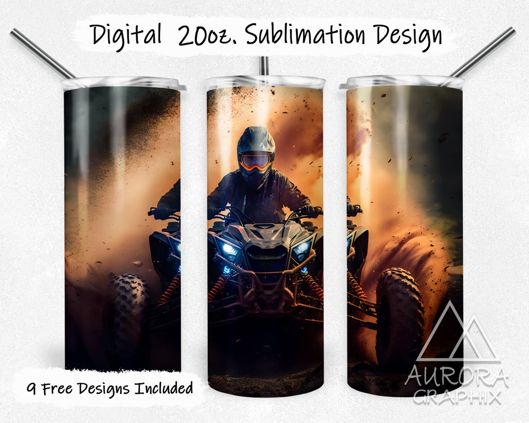 ATV Quad - Digital 20oz Skinny Tumbler Wrap 4 Wheeler off Road ...