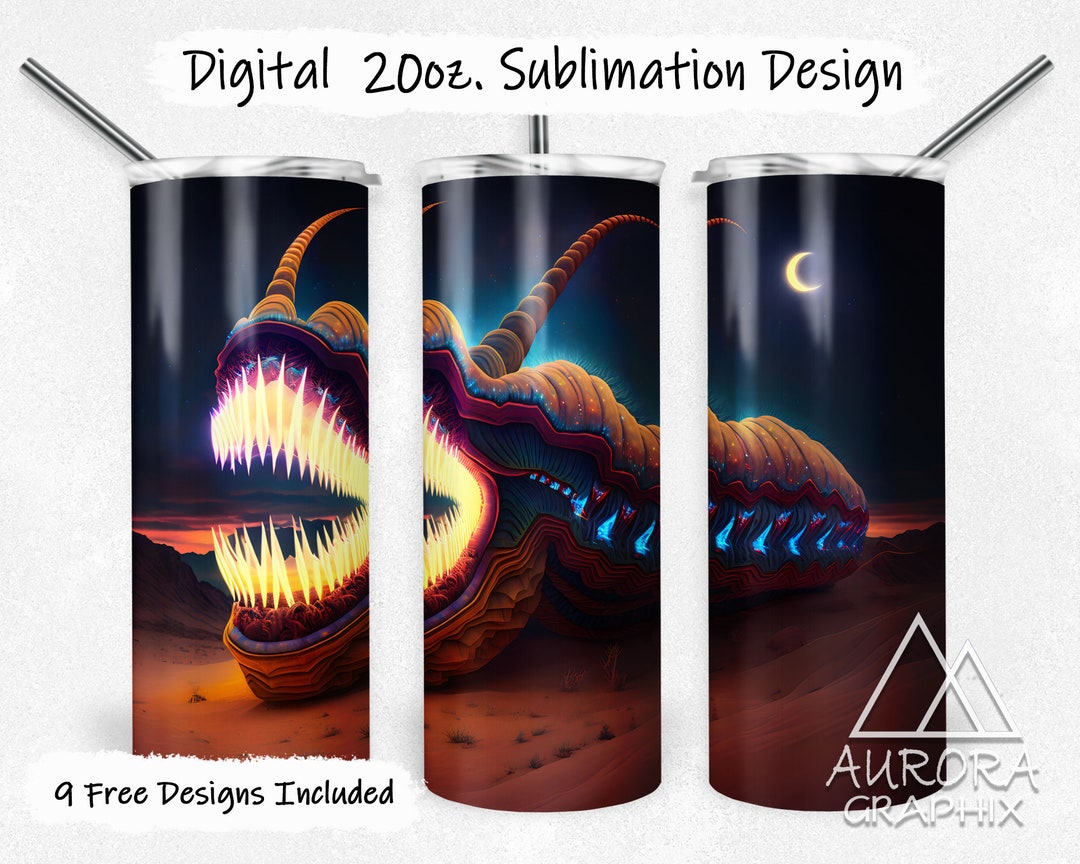 Mongolian Death Worm - Digital 20oz Skinny Tumbler Wrap Trip ...