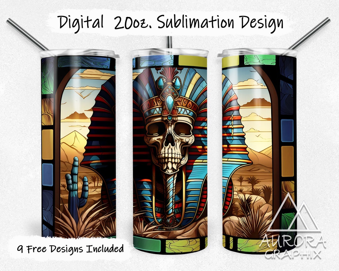 Egyptian Pharoah - Digital 20oz Skinny Stained Glass Sublimation ...