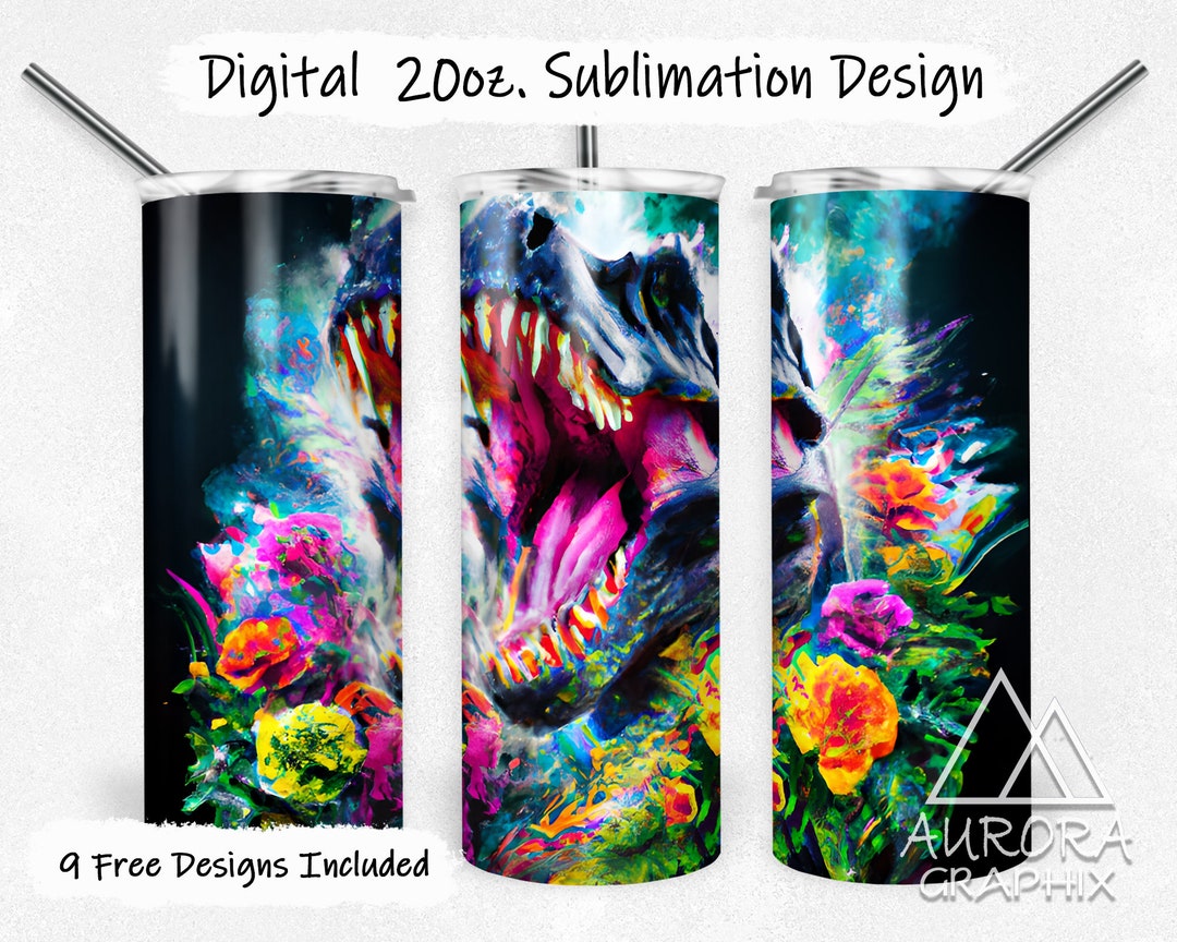 T-rex Tyrannosaurus Rex - Digital 20oz Skinny Tumbler Wrap Dinosaur ...