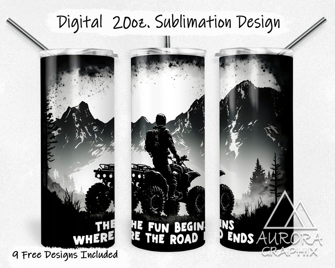 ATV Quad - Digital 20oz Skinny Tumbler Wrap 4 Wheeler off Road Quote ...