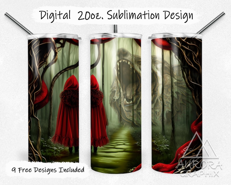 Little Red Riding Hood Digital 20oz Skinny Tumbler Wrap - Etsy