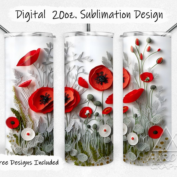 Embroidered Poppy Design - Etsy