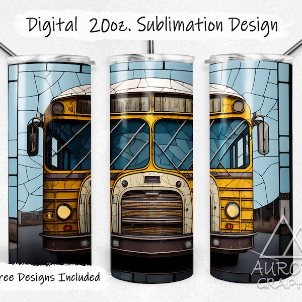 Stained Glass Bus Png - Etsy