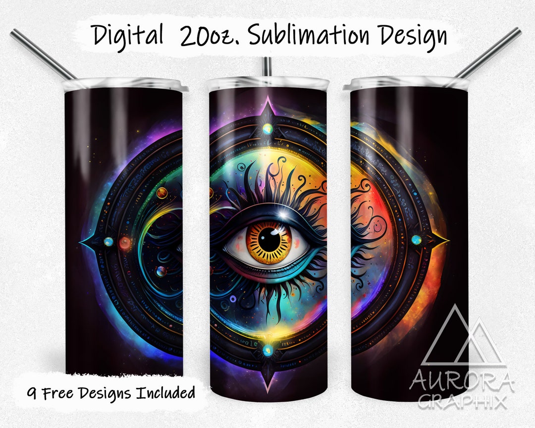 Astrolabe Eye - Digital 20oz Skinny Tumbler Wrap Psychedelic Evil Eye ...