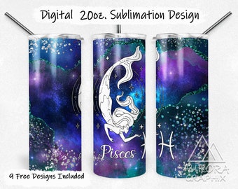 Pink & Black Digital 20oz Skinny Tumbler Wrap Milky Way Glitter ...