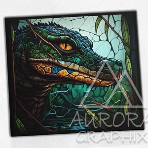 Stained Glass Alligator - Digital 20oz Skinny Tumbler Wrap Crocodile ...