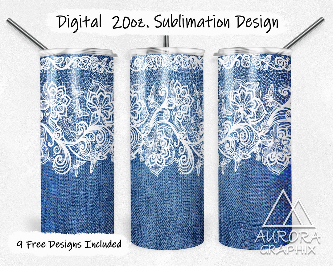 Denim & Lace - Digital 20oz Skinny Tumbler Wrap Sublimation Vintage ...