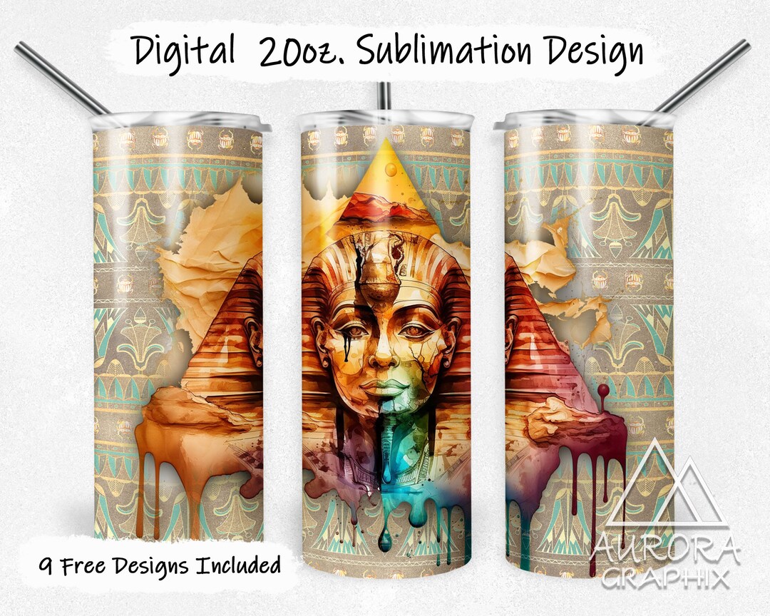 Egyptian Pharoah - Digital 20oz Skinny Sublimation Tumbler Wrap King ...