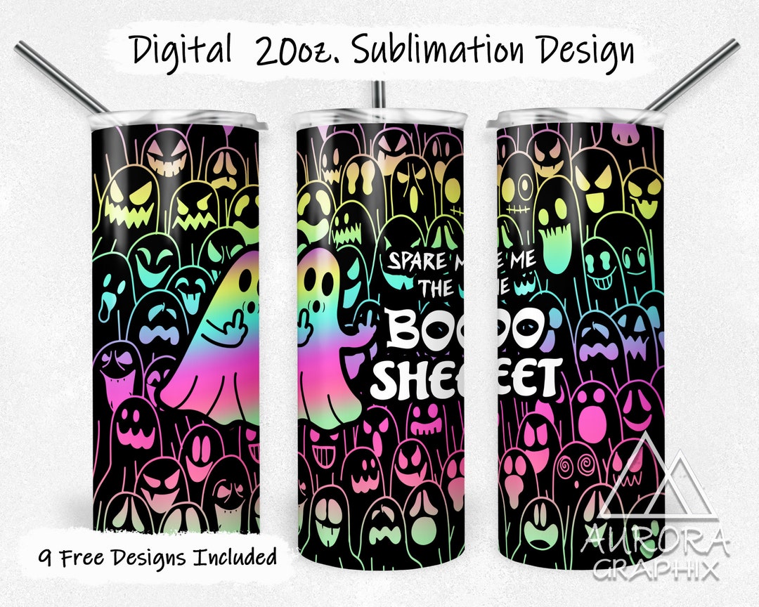 Boo Sheet - Digital 20oz Skinny Tumbler Wrap Ghost Middle Finger ...