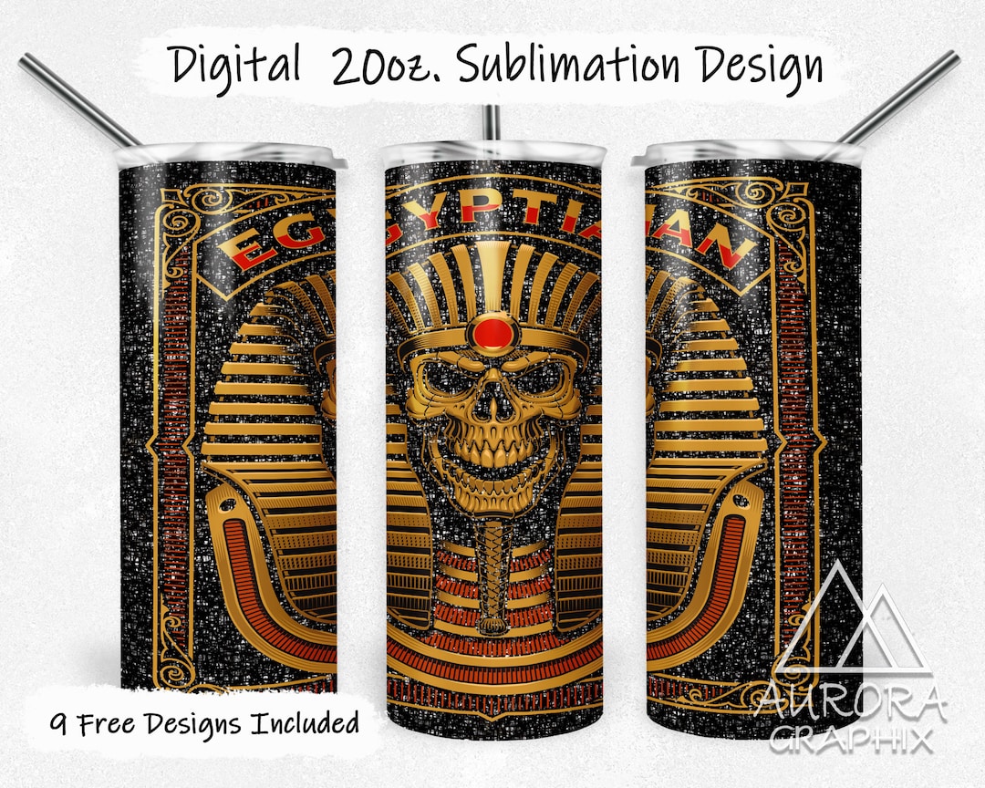 Egyptian Skull - Digital 20oz Skinny Sublimation Tumbler Wrap Pharaoh ...