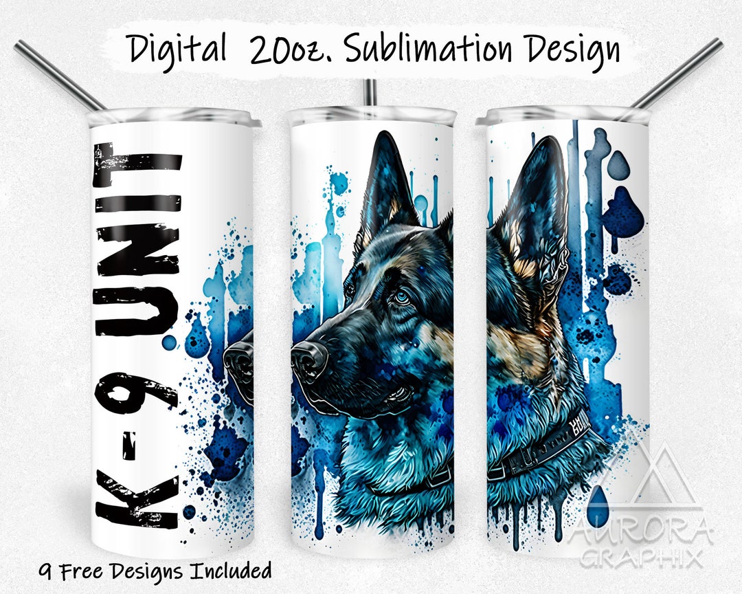 German Shepherd K-9 Unit - Digital 20oz Skinny Tumbler Wrap Police ...