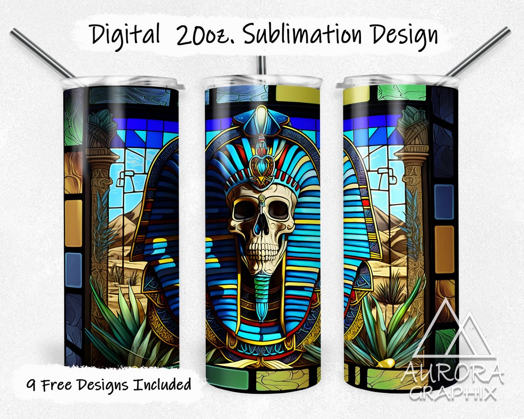 Egyptian Pharoah - Digital 20oz Skinny Stained Glass Sublimation ...