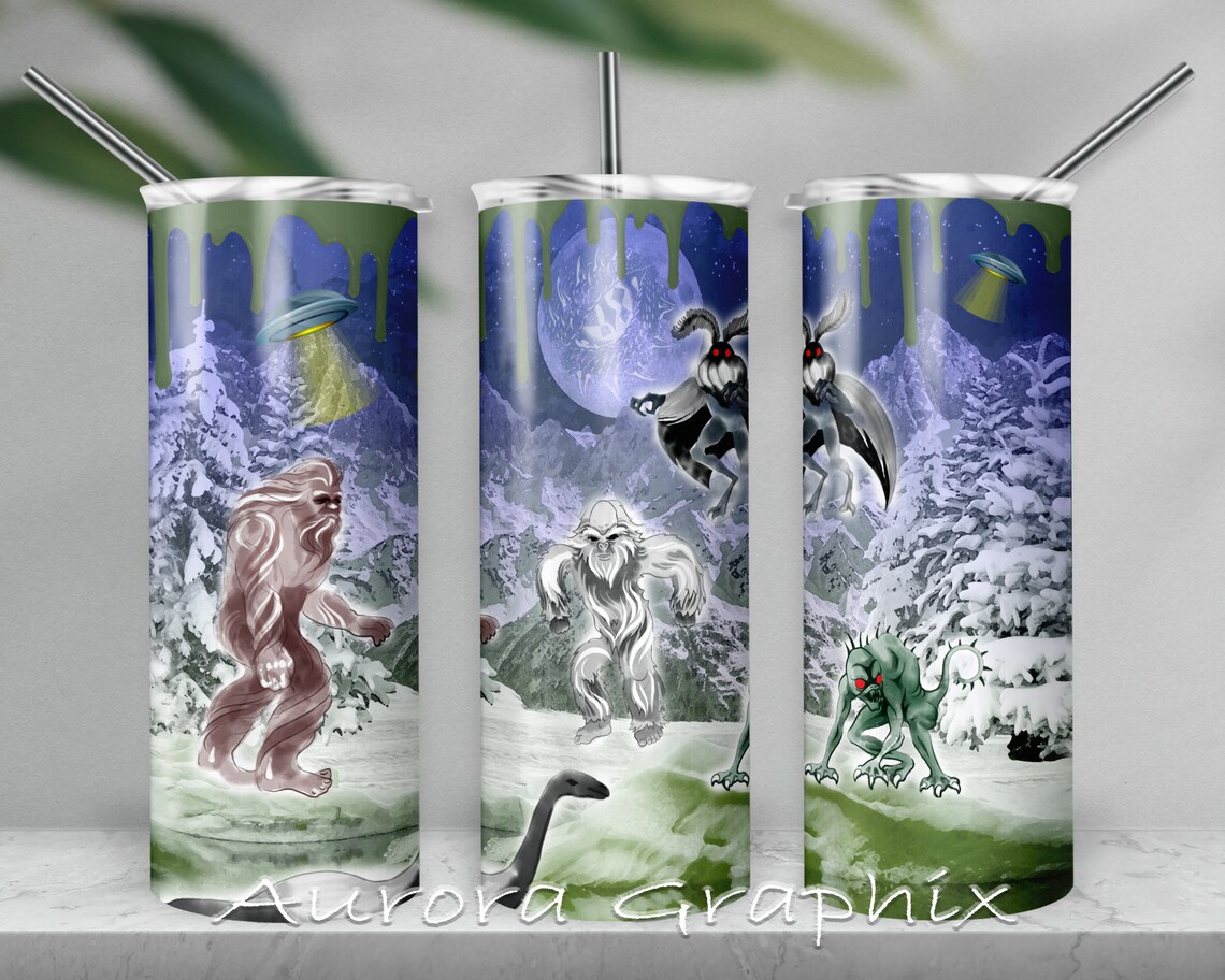 Cryptids Digital 20oz Skinny Tumbler Wrap Bigfoot Lochness - Etsy