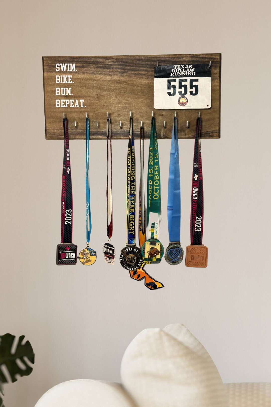 Triathlon Medal Display Wooden Triathlon Medal Hanger for Triathlon ...