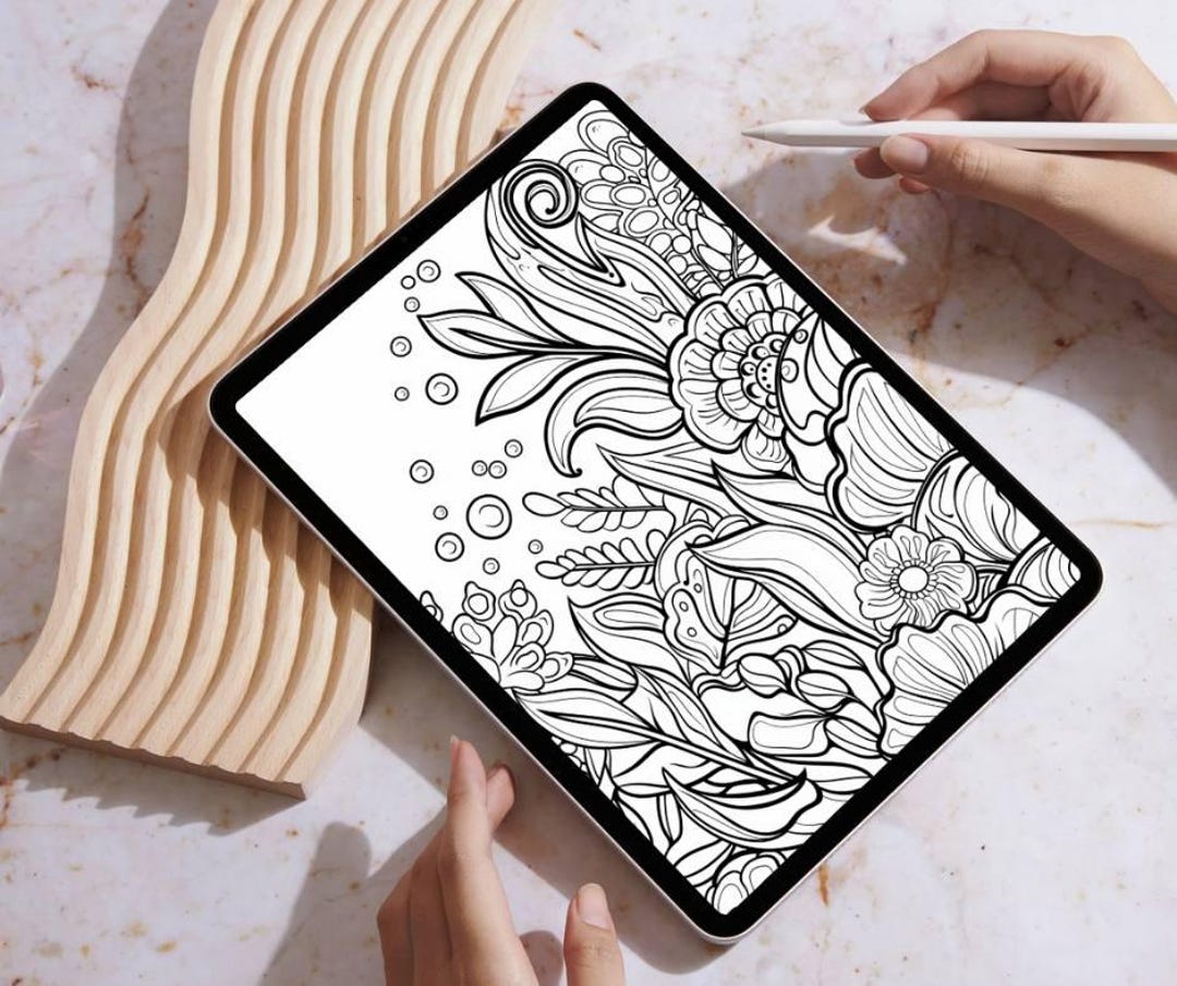 Tablet Coloring Set, 10 Original Coloring Pages, Digital Sketches ...