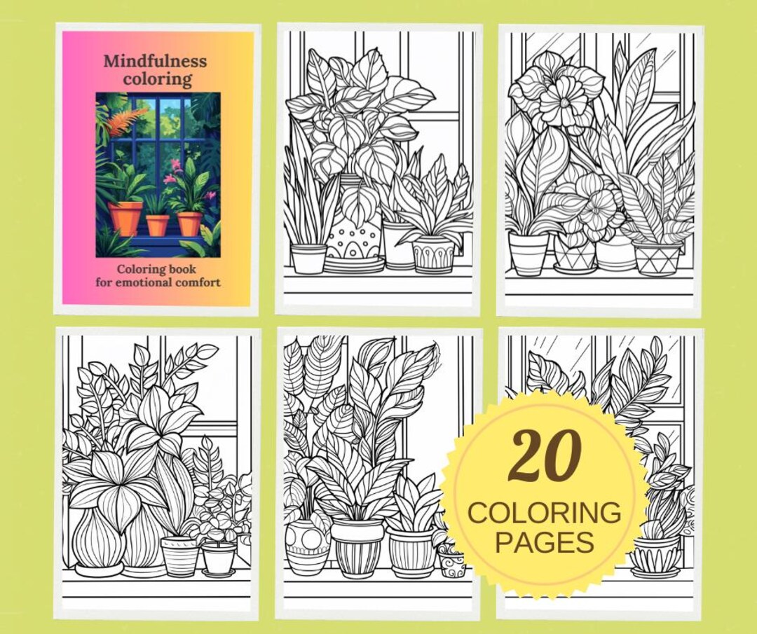 Coloring Book for Adults "plants on the Windowsill" for a Good Mood ...