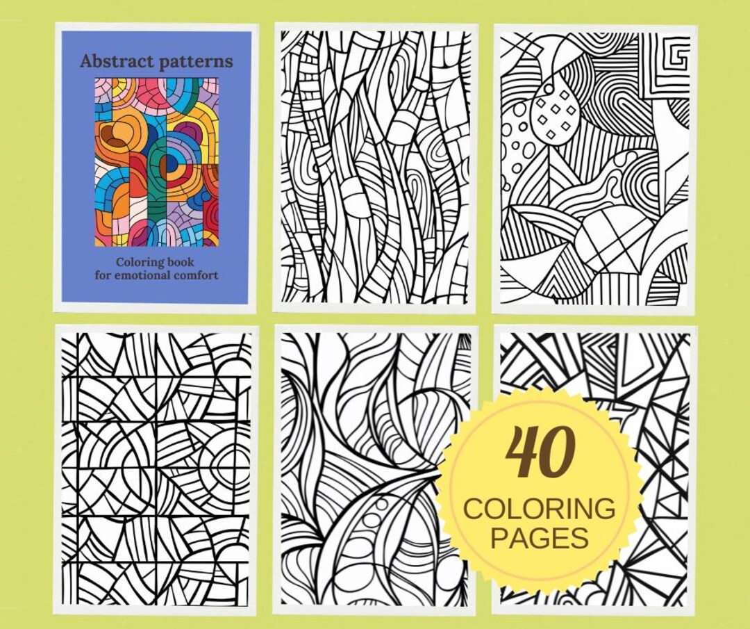 Coloring Book 'abstract Patterns' Instant Download for Emotional Comfort, High Quality ...