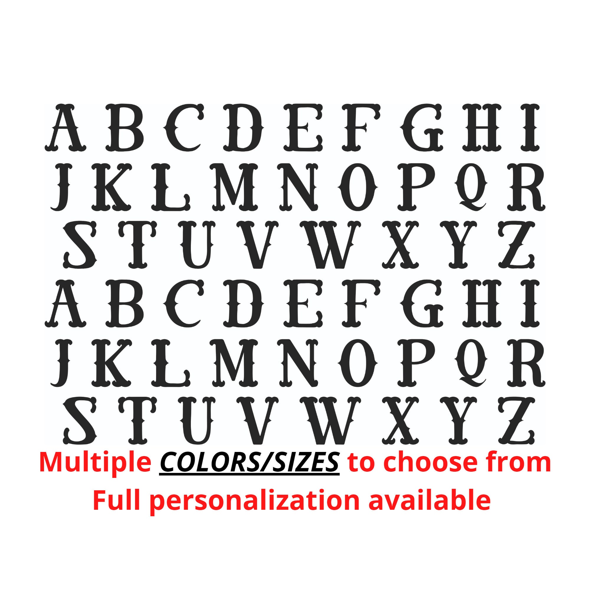 LETTERS Vinyl Decals A to Z Stickers Kit Full Alphabet Mug Craft Wall ...