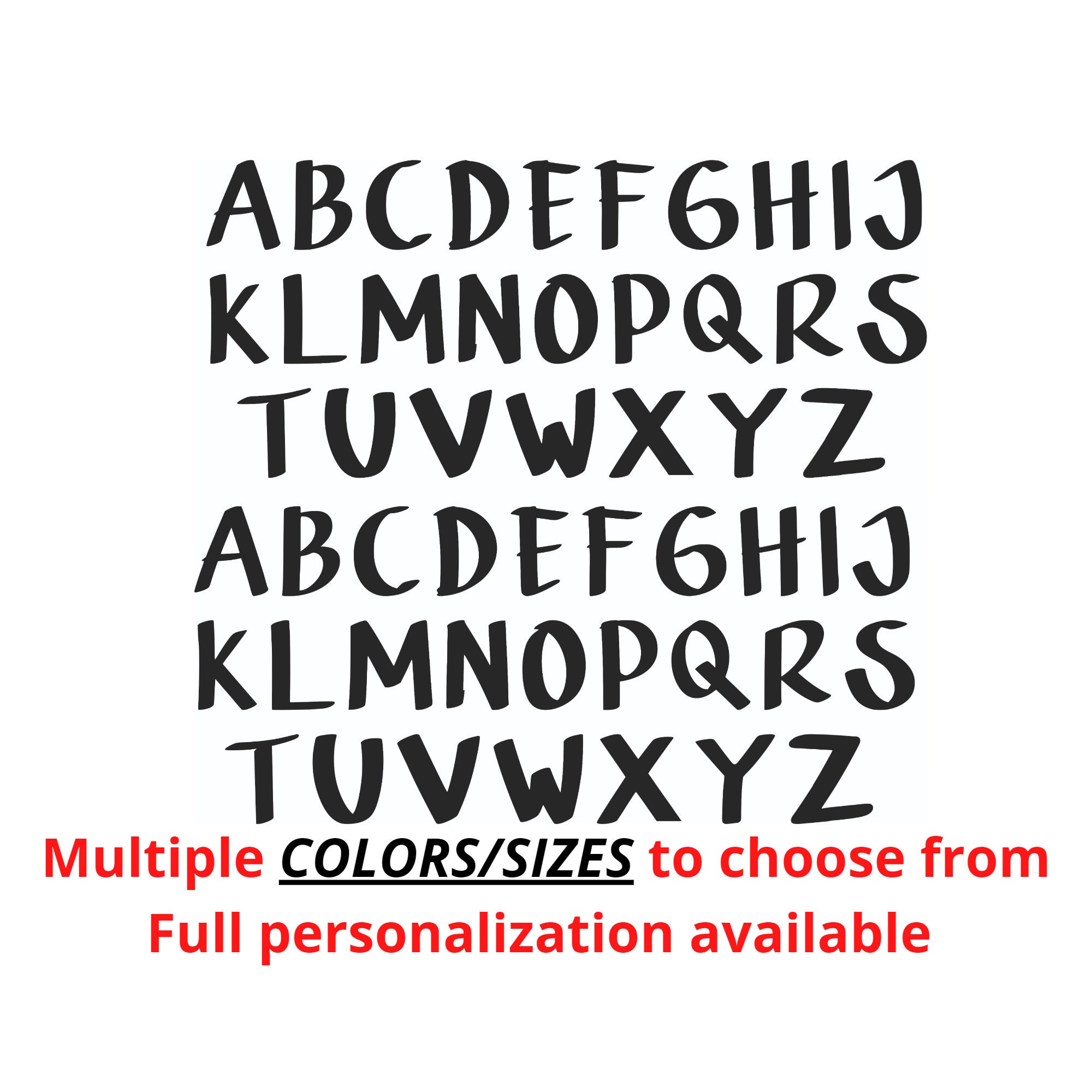 LETTERS Vinyl Decals A to Z Stickers Kit Full Alphabet Mug Craft Wall ...