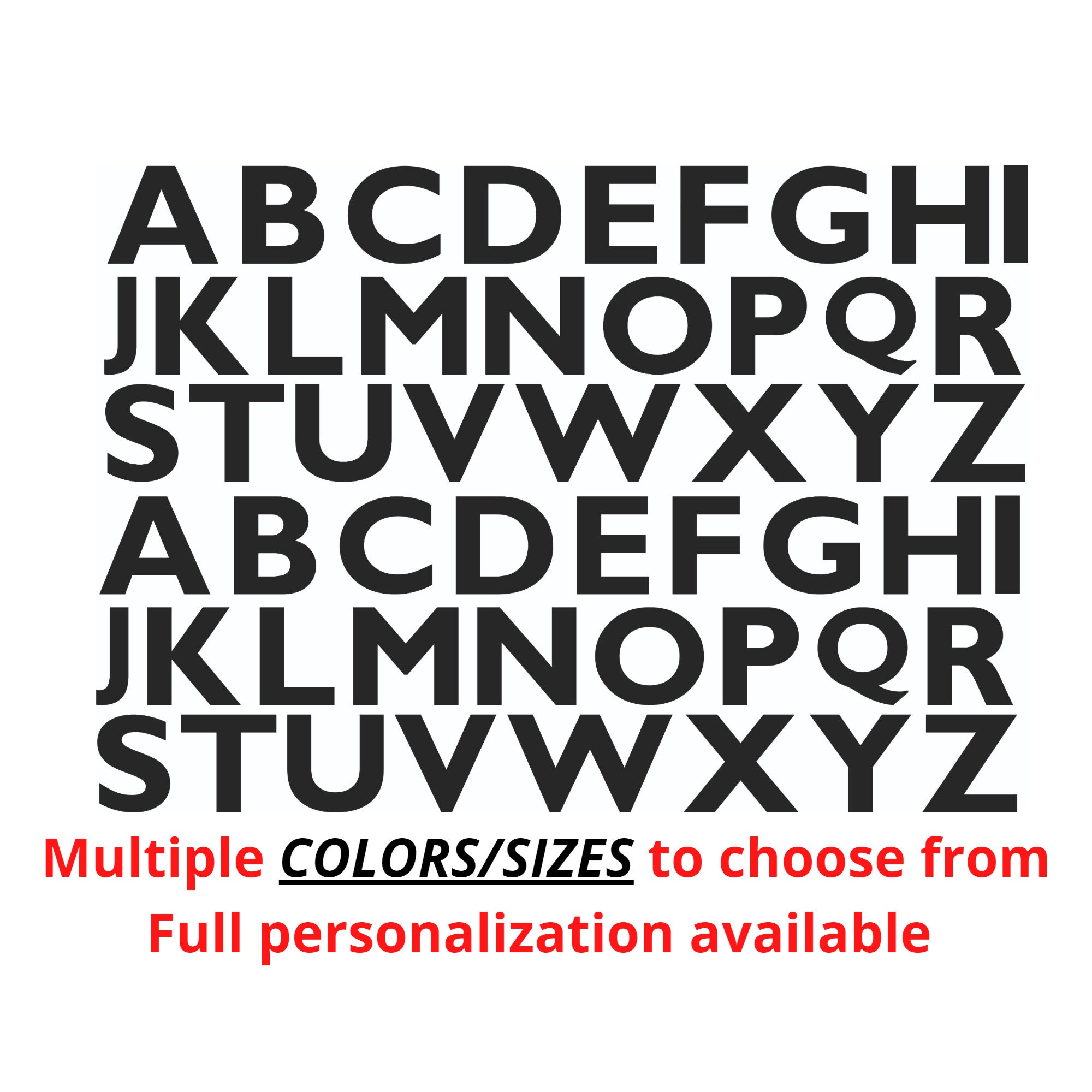LETTERS Vinyl Decals A to Z Stickers Kit Full Alphabet Mug Craft Wall ...