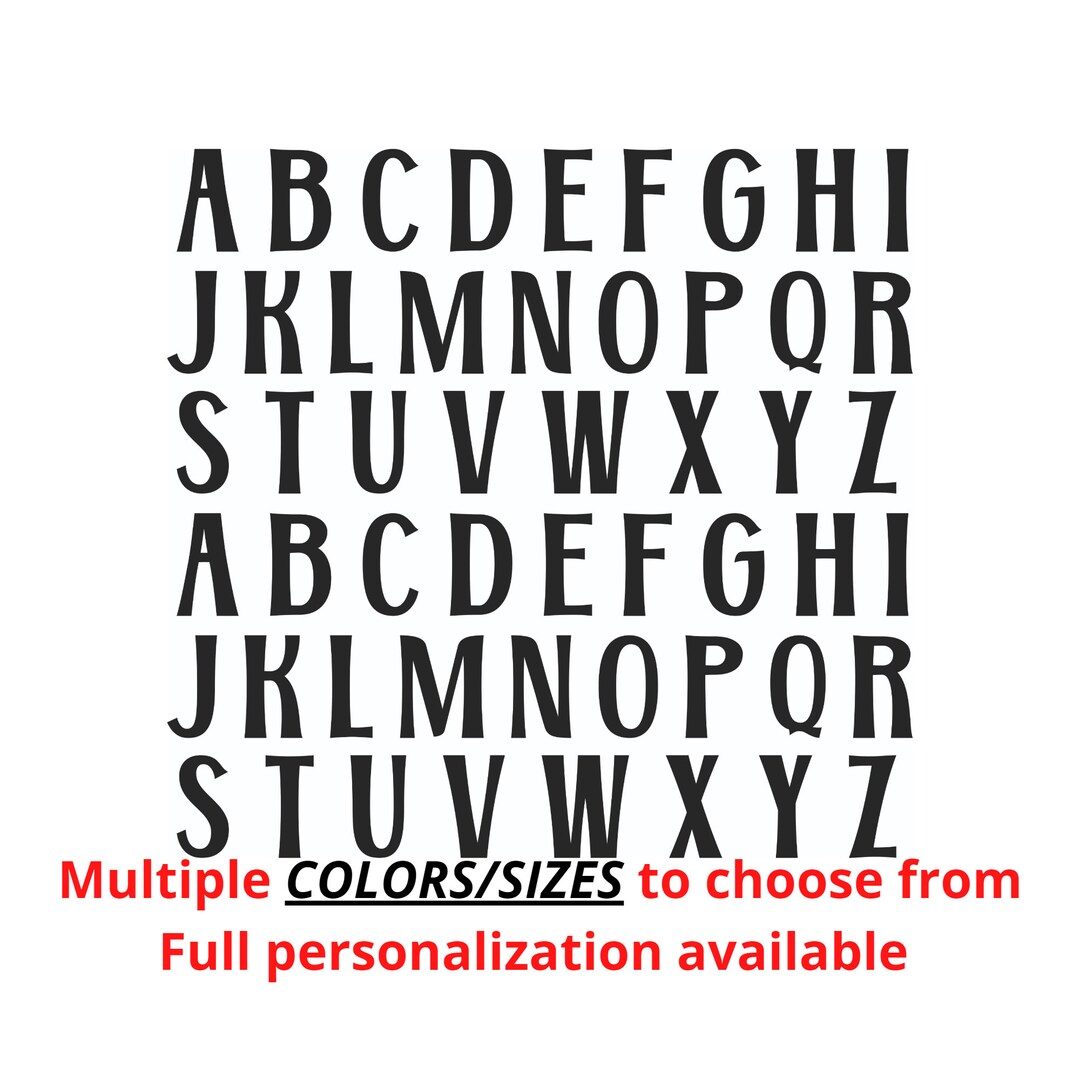 LETTERS Vinyl Decals A to Z Stickers Kit Full Alphabet Mug Craft Wall ...