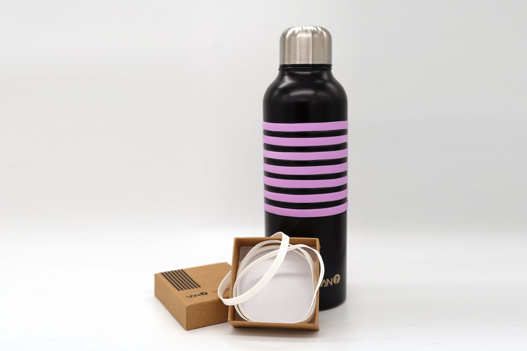 Black Pink Water Bottle 7 Tracking Grooves With Silicone - Etsy