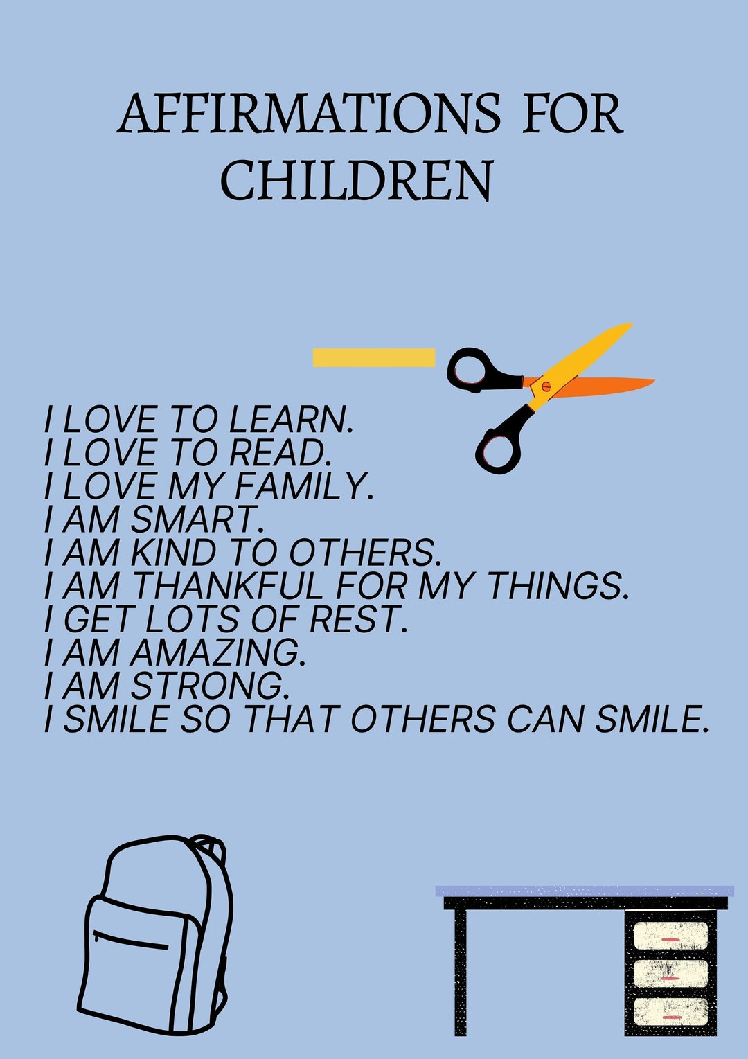 Printable Kids Affirmations Wall Art (light Blue) - Etsy
