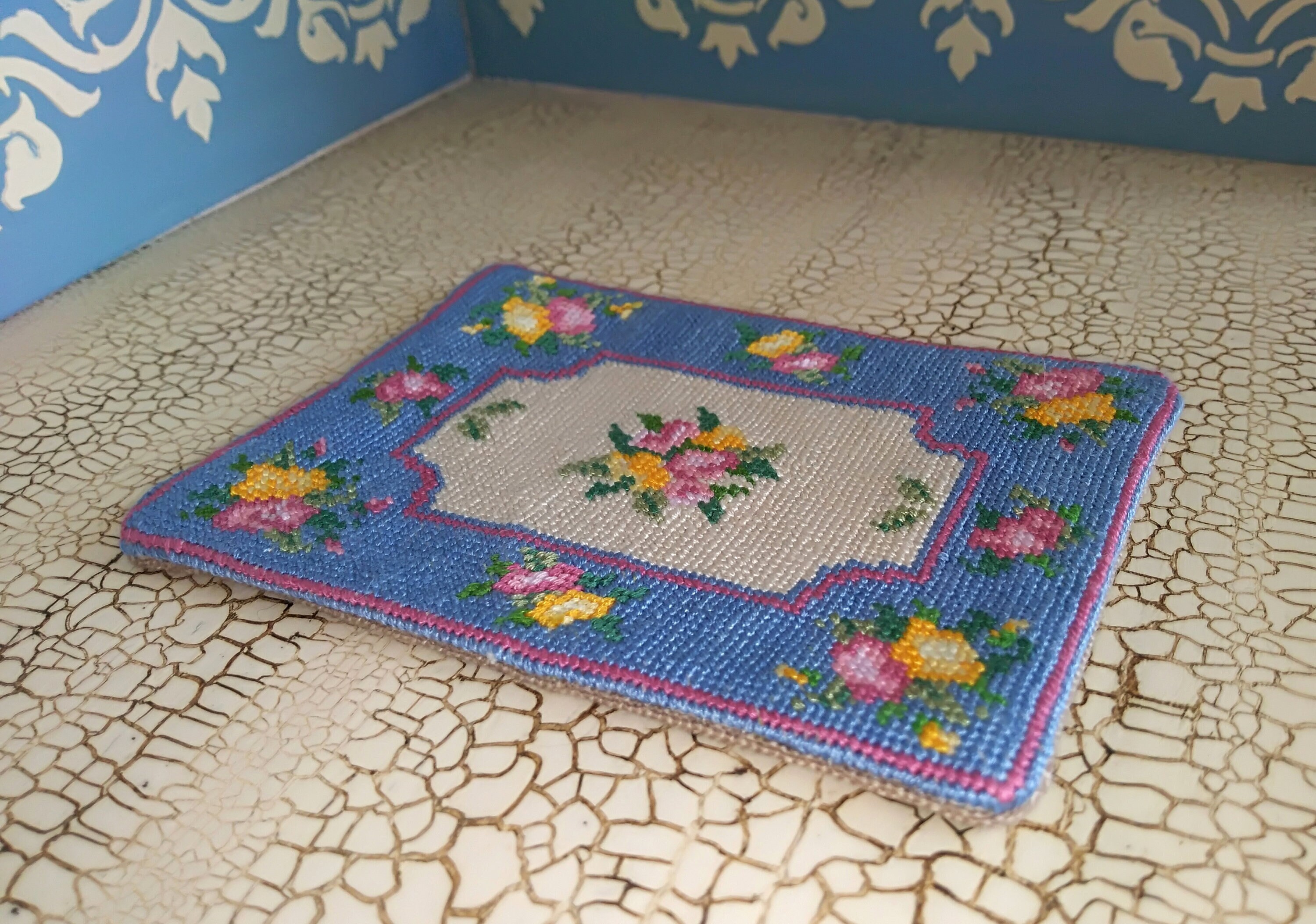 Miniature Carpet Miniature Embroidered Carpet Dollhouse Carpet Handmade ...