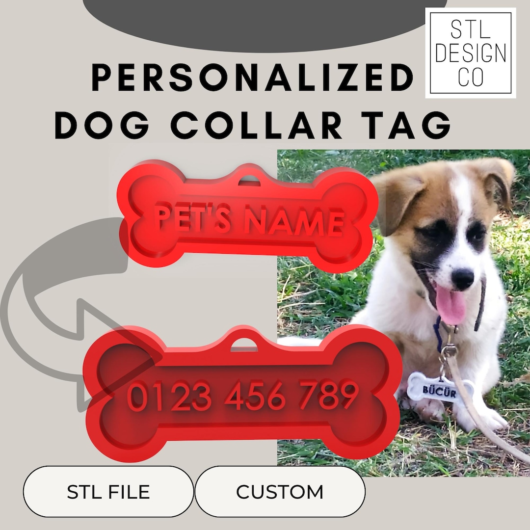 Personalized Dog Tag | 3D Printable STL File | Custom Pet Name & Phone ...