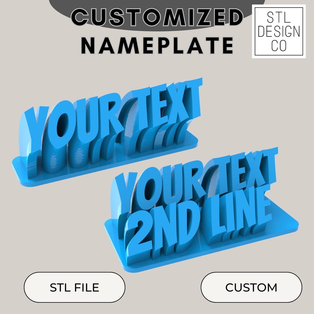 Custom 3D Nameplate – Single or Two-line Personalized STL File - Etsy