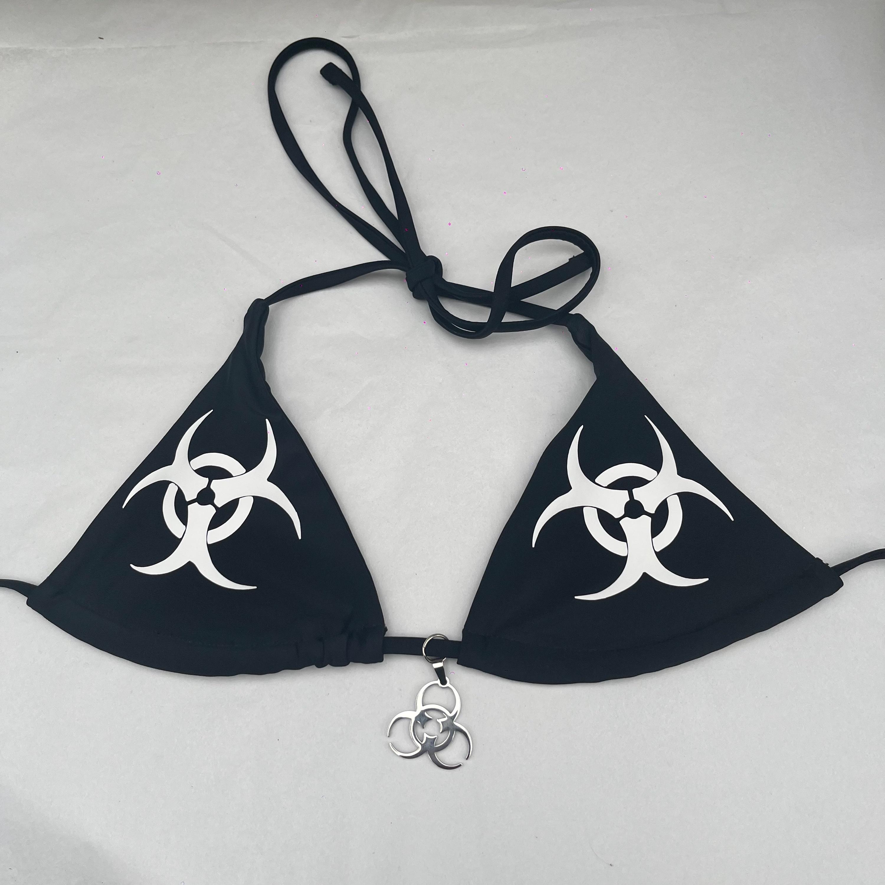 Y2K Biohazard Bikini, Rave Grunge String Bikini Set, Alt Goth Triangle ...
