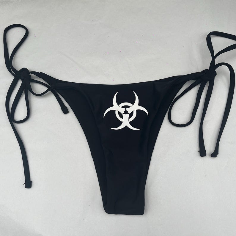 Rave Biohazard Warning Symbol Black Halter Neck Bikini Tie String Set ...