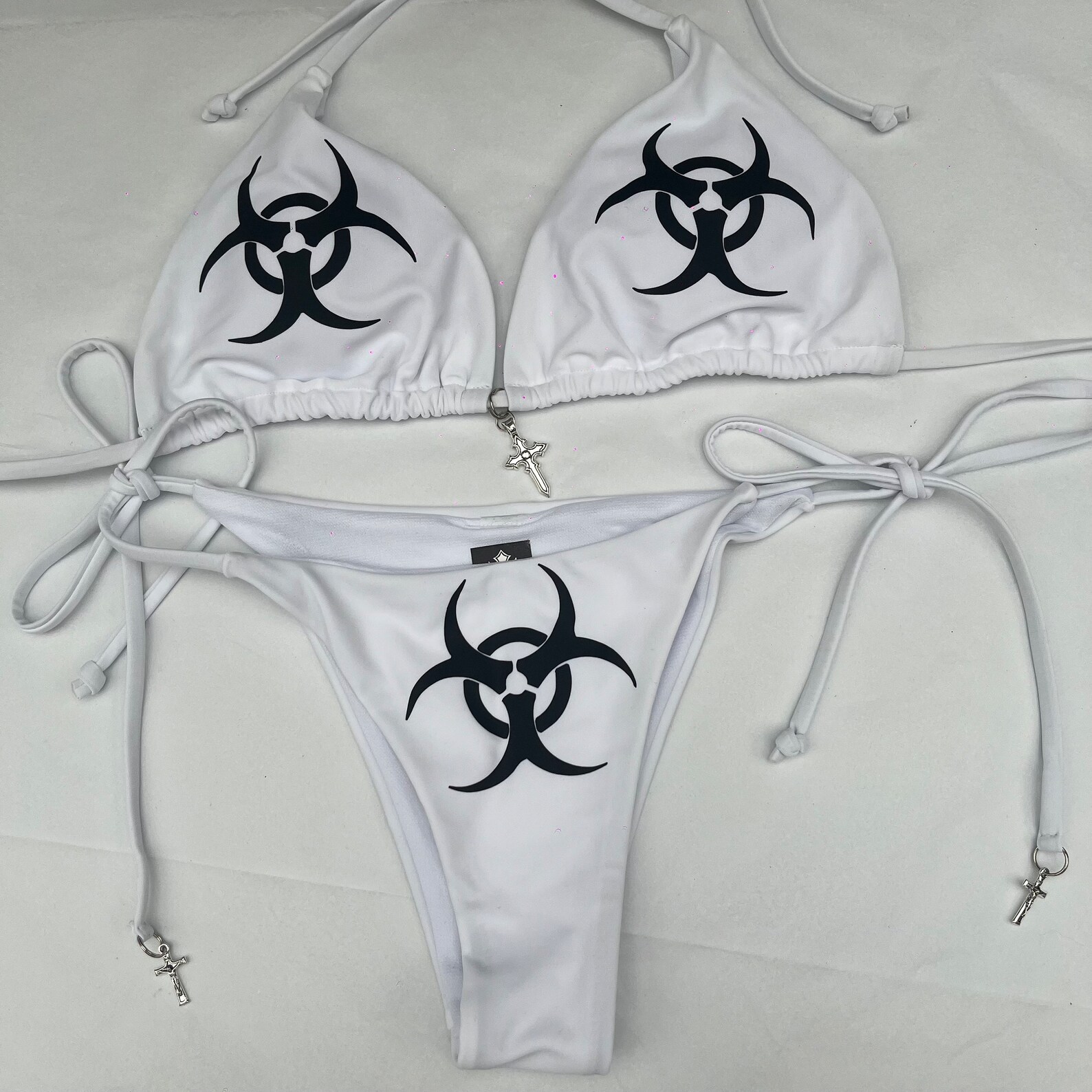 Biohazard Y2k Warning Symbol White Bikini - Etsy