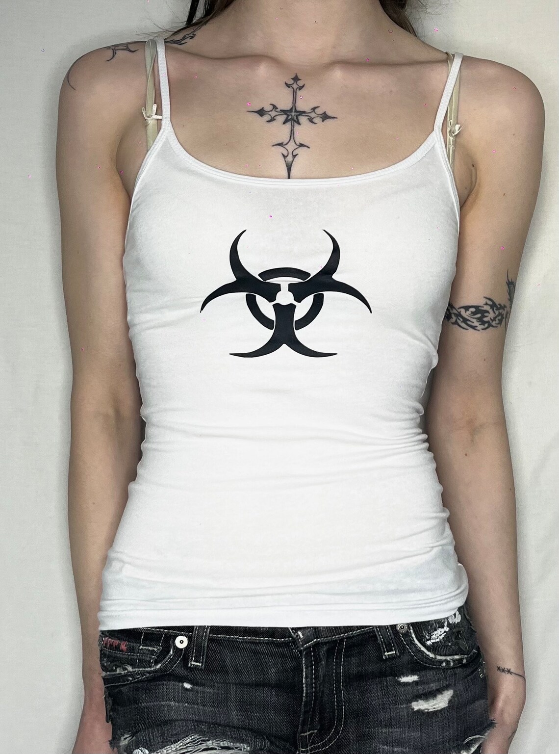 White Biohazard Warning Symbol Cami Tank Top - Etsy