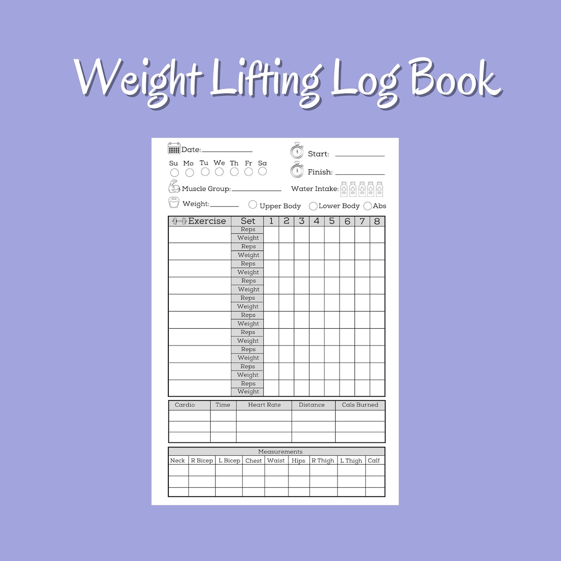 Weight Lifting Daily Training Log Book | Workout Tracker Printable - Etsy