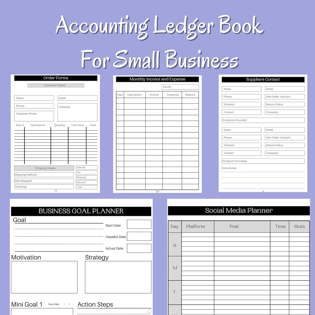 Accounting Ledger Book for Small Business | Digital Printable Planner ...