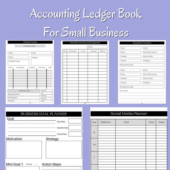Accounting Ledger Book for Small Business Digital Printable - Etsy