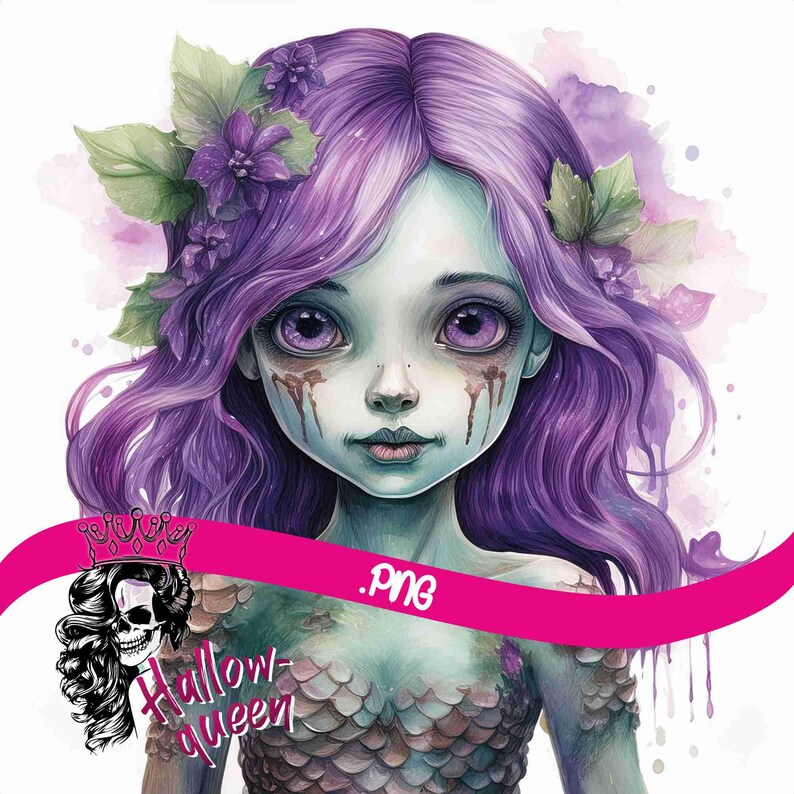 Creepy Little Mermaids, Digital Watercolor BIG PACK - Etsy