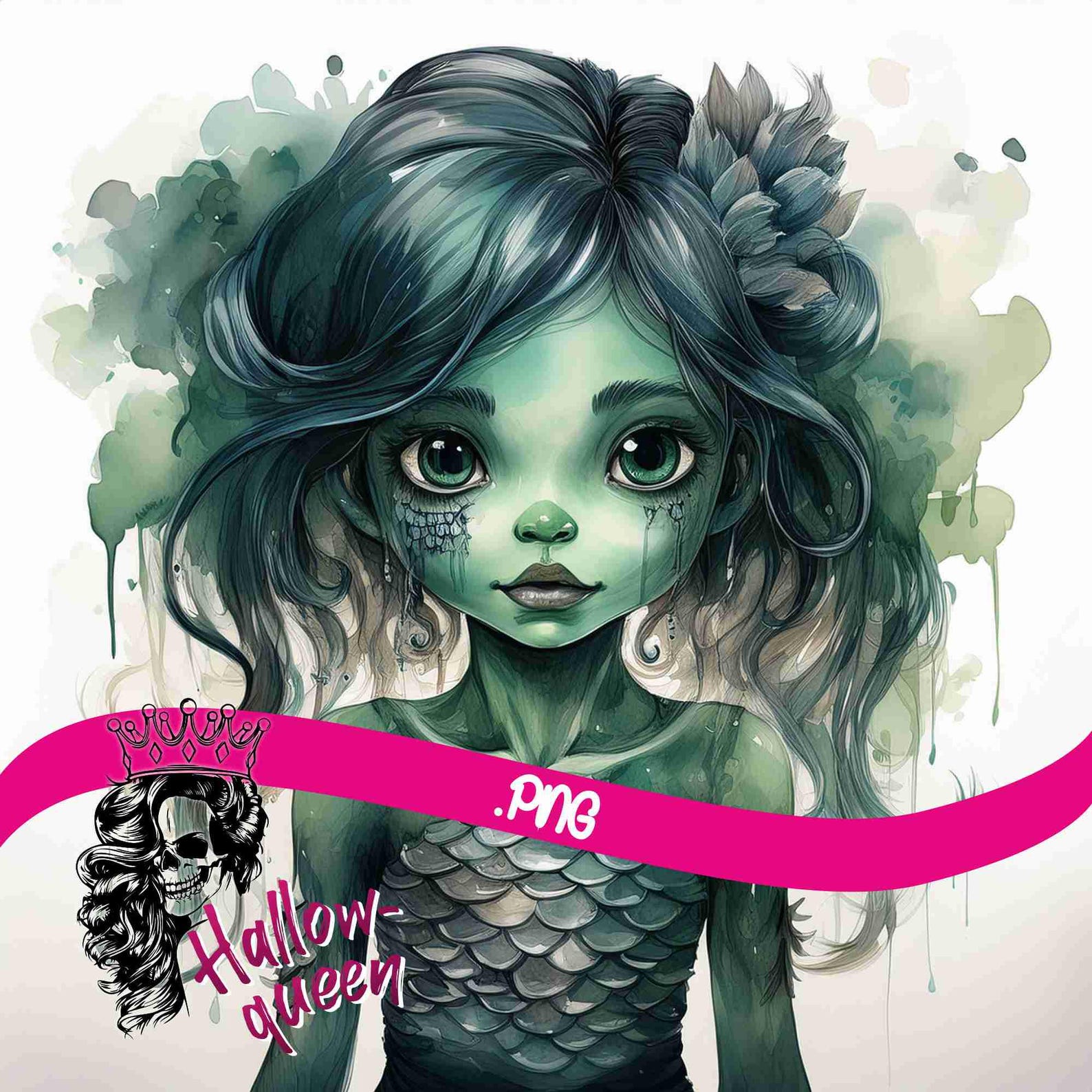 Creepy Little Mermaids, Digital Watercolor BIG PACK - Etsy