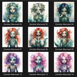 Creepy Little Mermaids, Digital Watercolor BIG PACK - Etsy