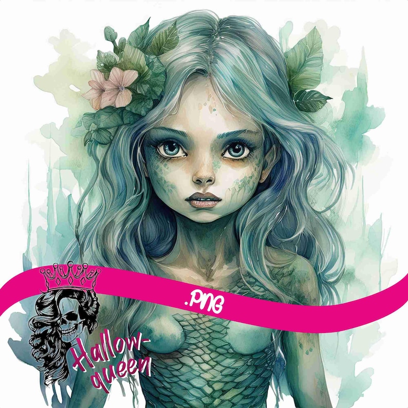Creepy Little Mermaids, Digital Watercolor BIG PACK - Etsy