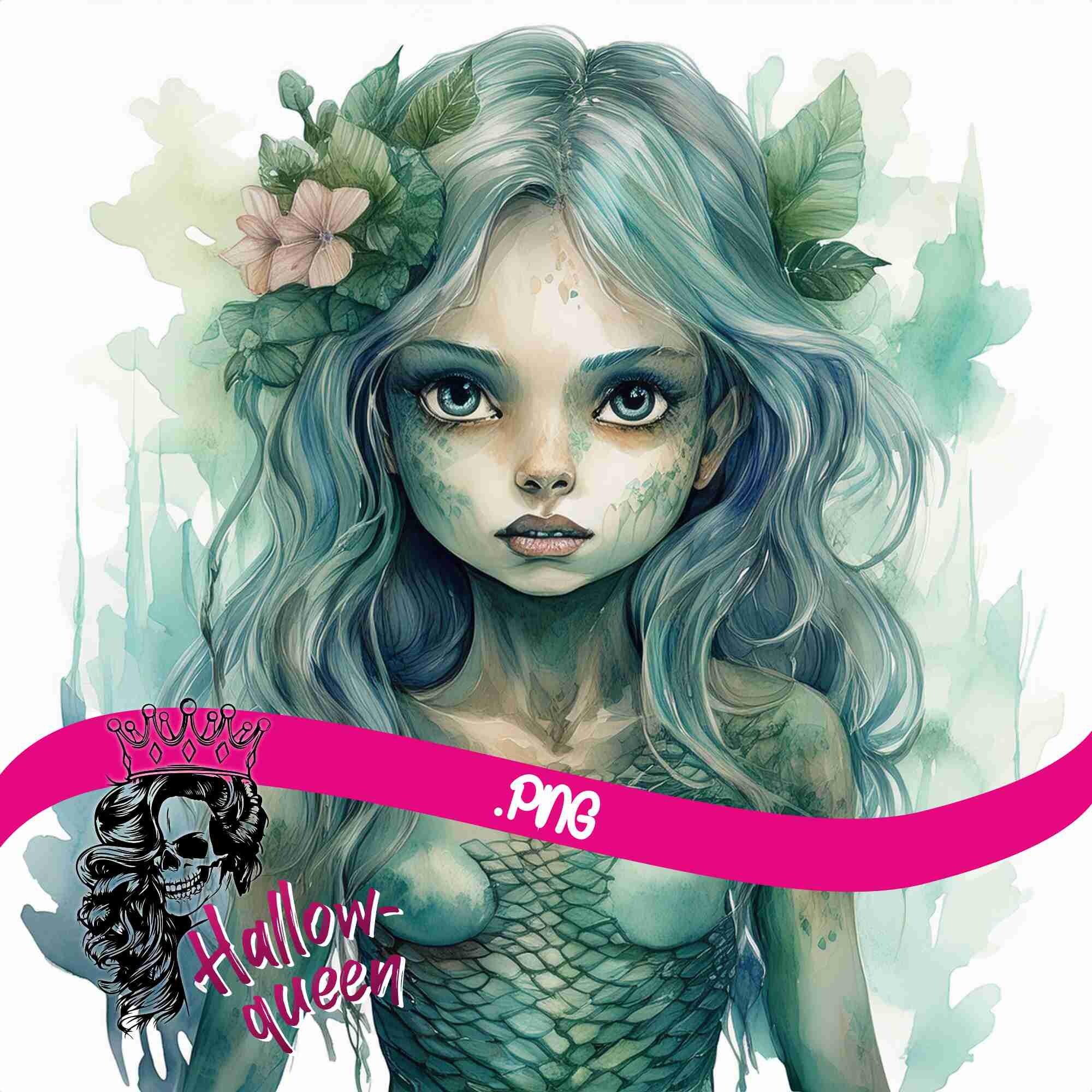 Creepy Little Mermaids, Digital Watercolor BIG PACK - Etsy