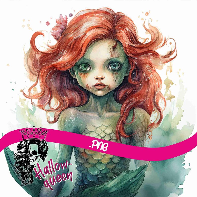 Creepy Little Mermaids, Digital Watercolor BIG PACK - Etsy