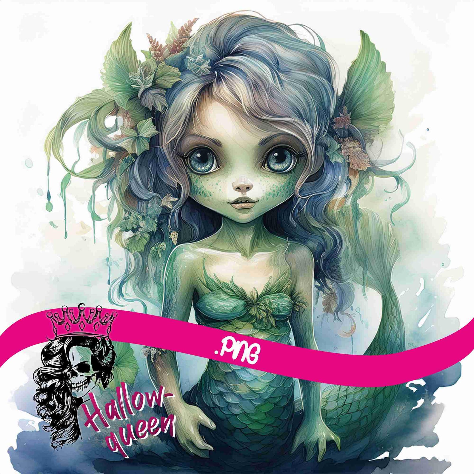 Creepy Little Mermaids, Digital Watercolor BIG PACK - Etsy