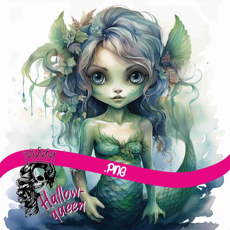 Creepy Little Mermaids, Digital Watercolor BIG PACK - Etsy
