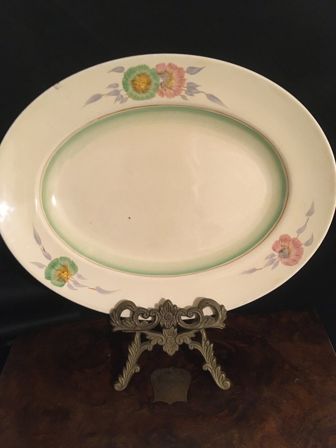 Clarice Cliff Floral Handpainted Sundew Pattern 1930s Oval Serving ...
